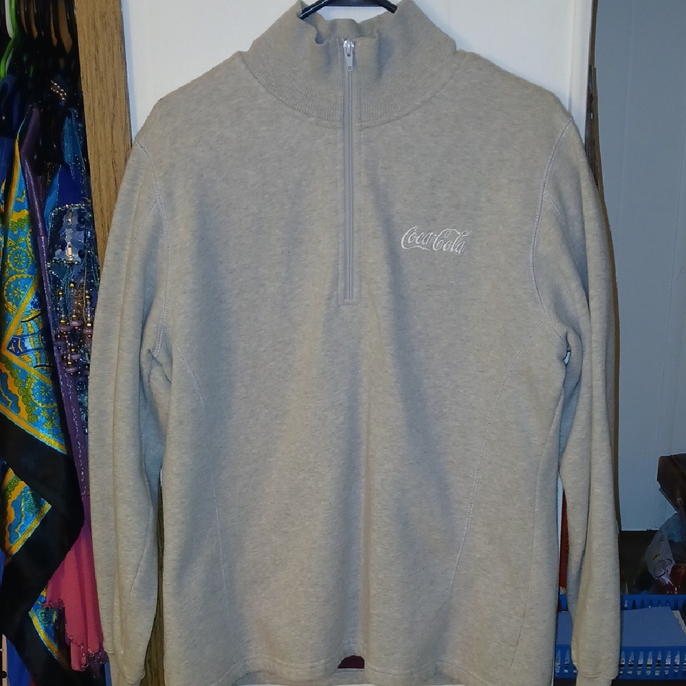 Coca Cola Gray Zip Up Sweater With Classic Design - Gem